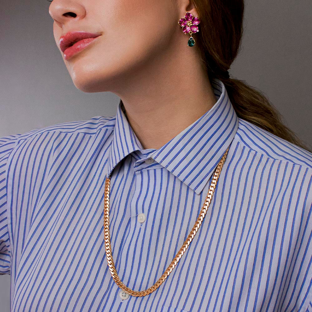 Colar Elos Grumet Longo Banho 18K Rosa Valverde - rosavalverde