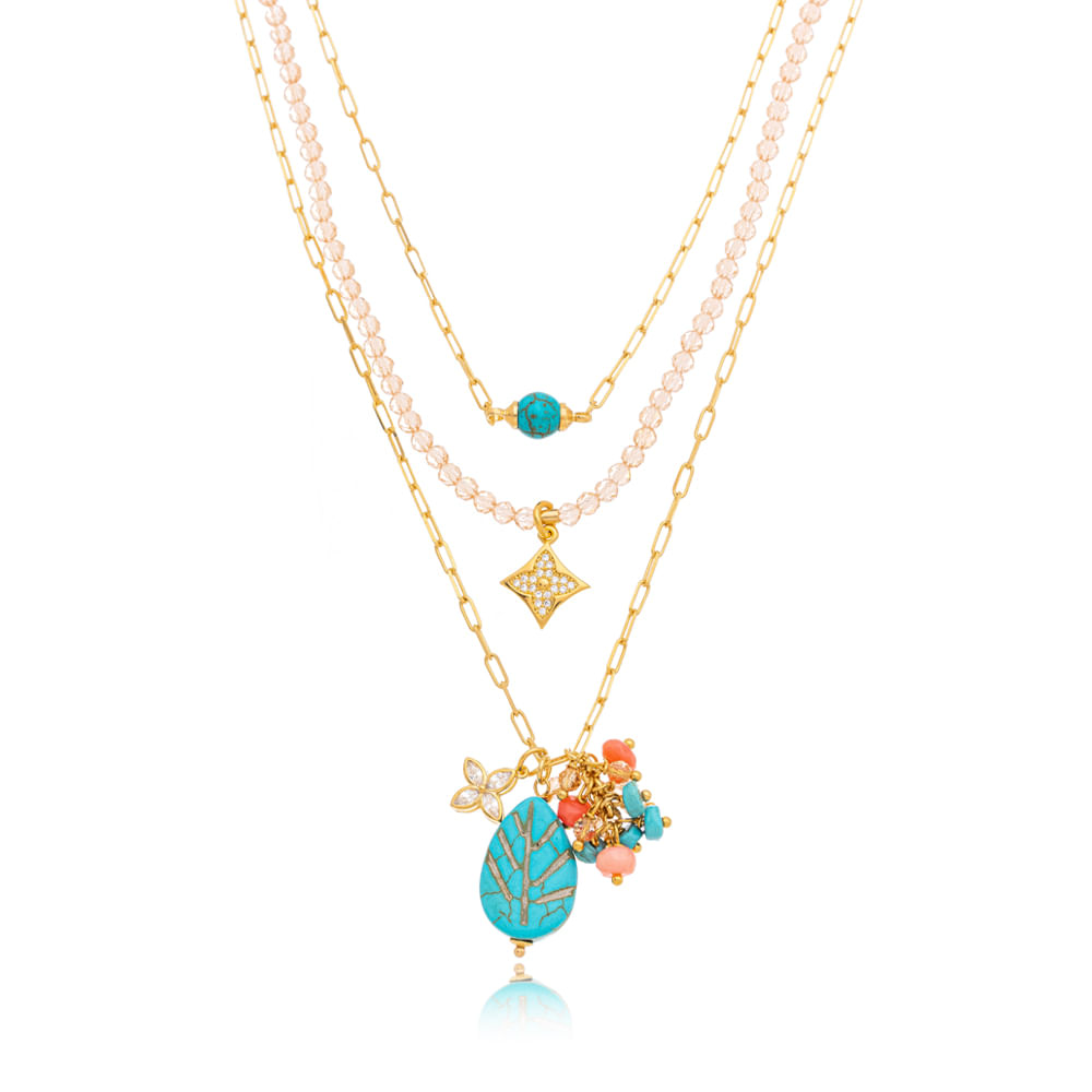 Colar Sunset Trio Elos Banho Ouro 18K Jade Rosa Valverde - rosavalverde