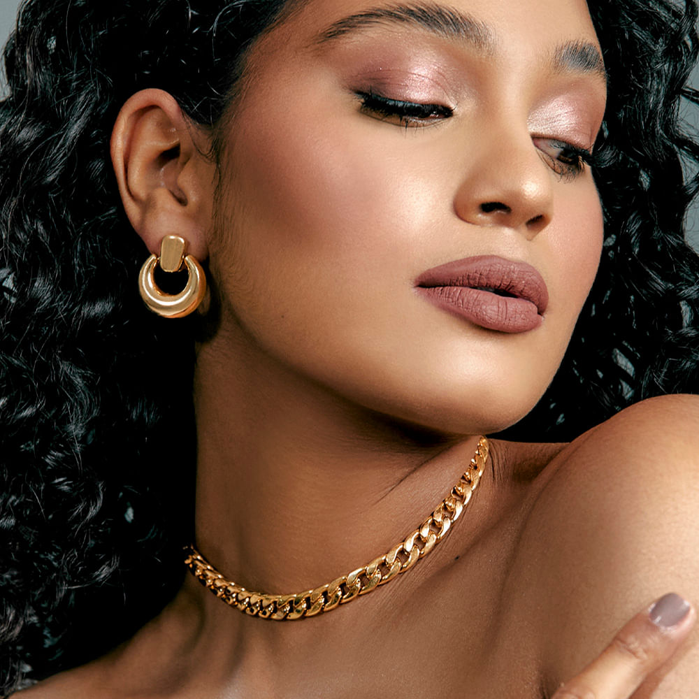 Colar Choker Elos Lisos Grumet Banho Ouro 18K Rosa Valverde - rosavalverde