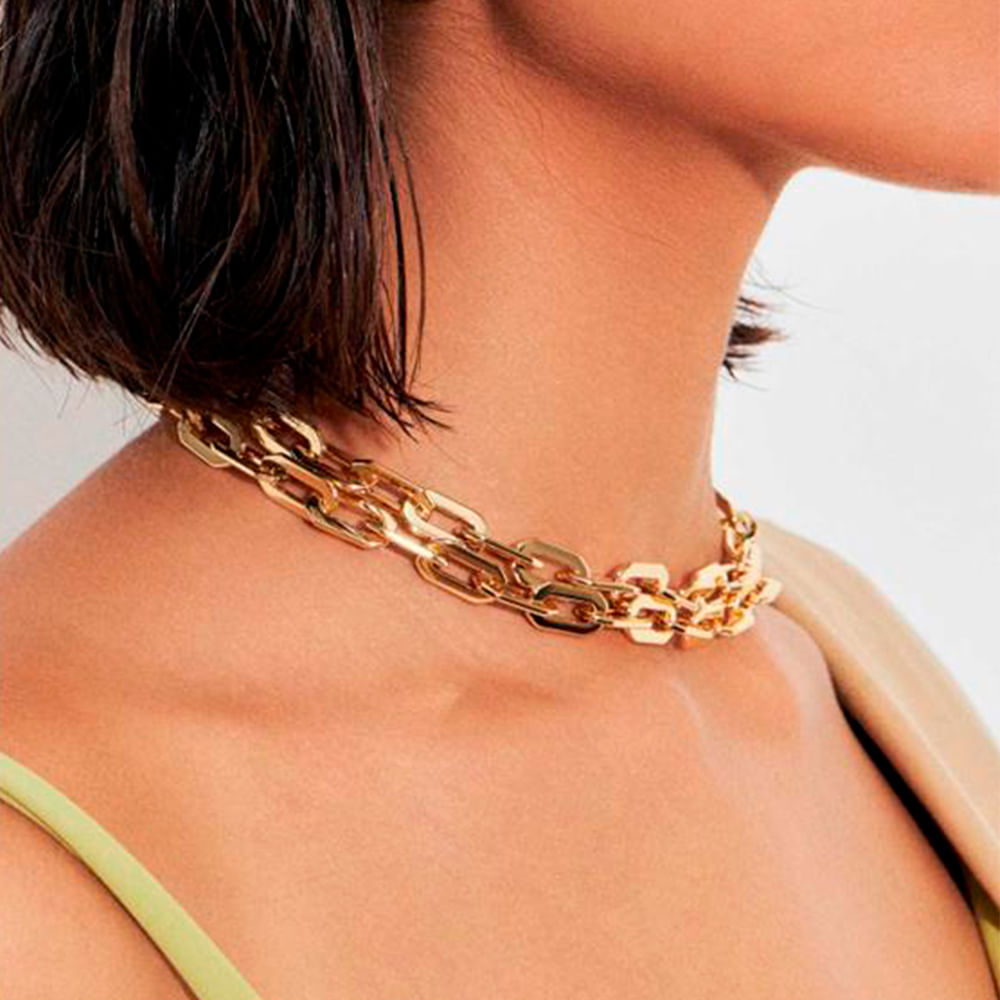 Colar Elos Cartier Liso Banho Ouro 18K Rosa Valverde - rosavalverde